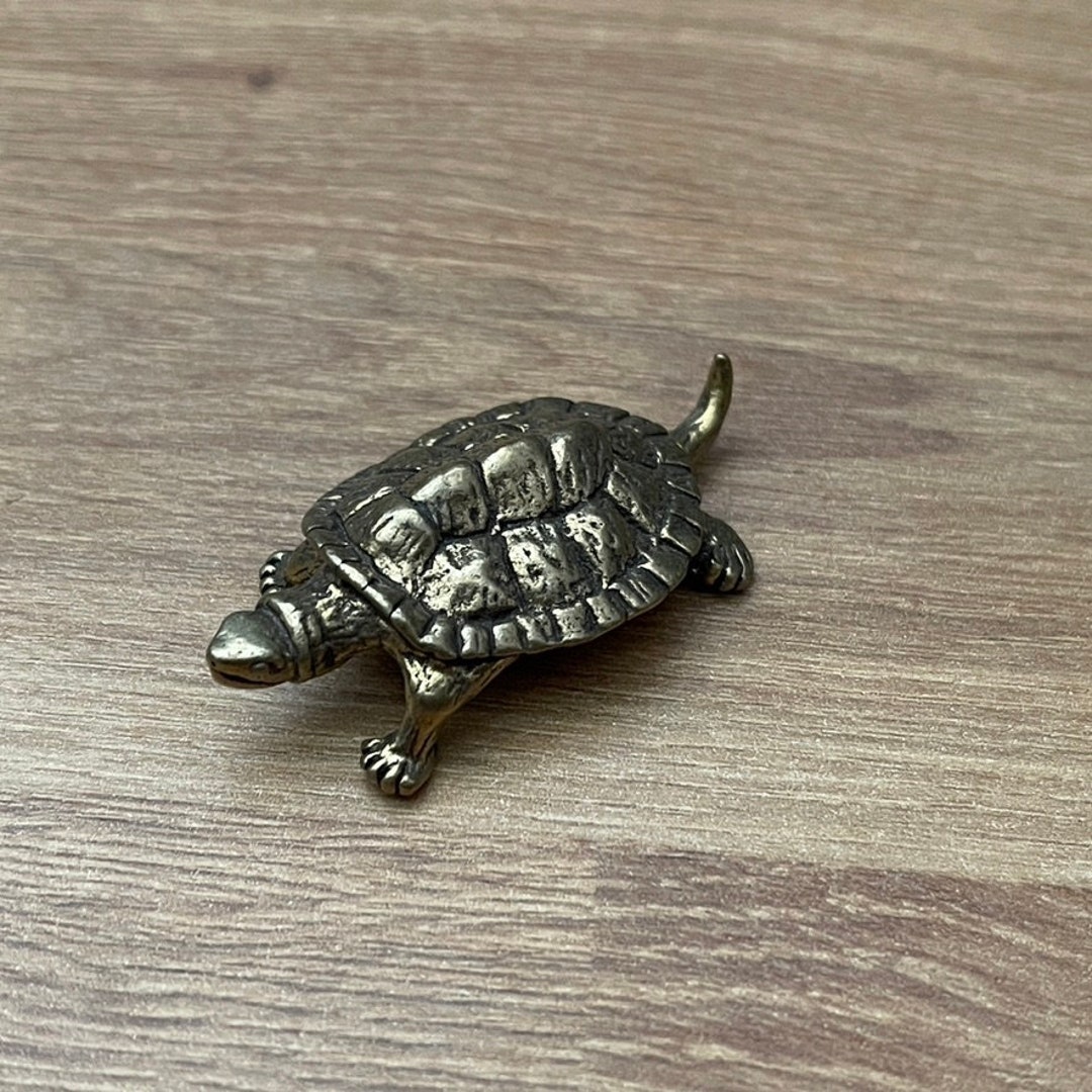 Solid Brass Turtle - Small Ornament Statue - Miniature Figurines ...
