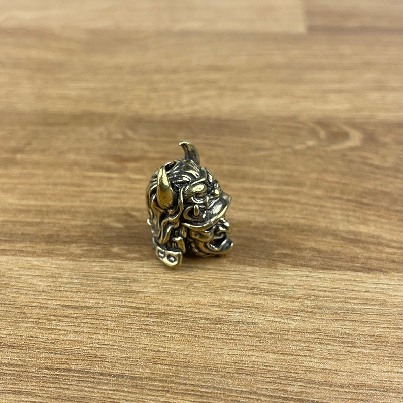 Brass Japanese Eagle Nose Samurai Helmet Head Bead Small Ornament ...