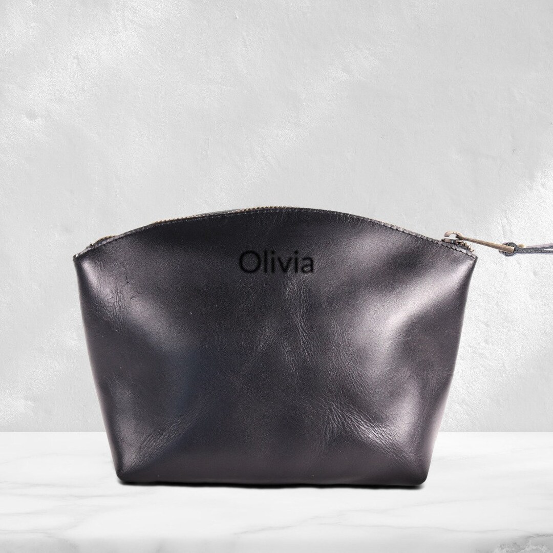 Personalized Leather Makeup Bag A Chic Valentine's Day Gift for Her - Etsy