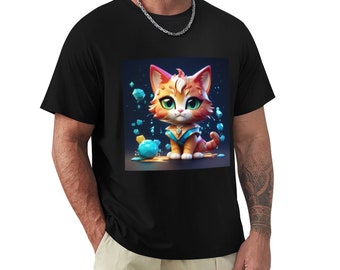 Cute Cat Men's Cotton T-shirt Cats Animals Coffee - Etsy