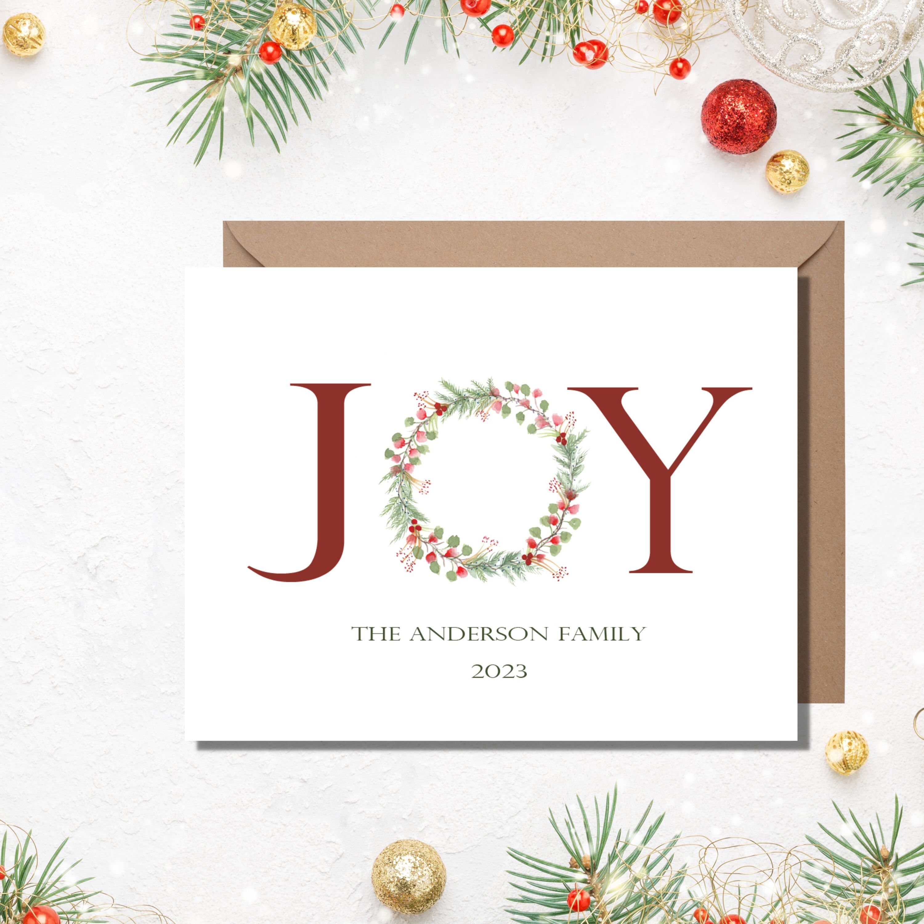 Joy Christmas Cards, Personalized Cards, 4.25 X 5.5 With Envelopes. - Etsy
