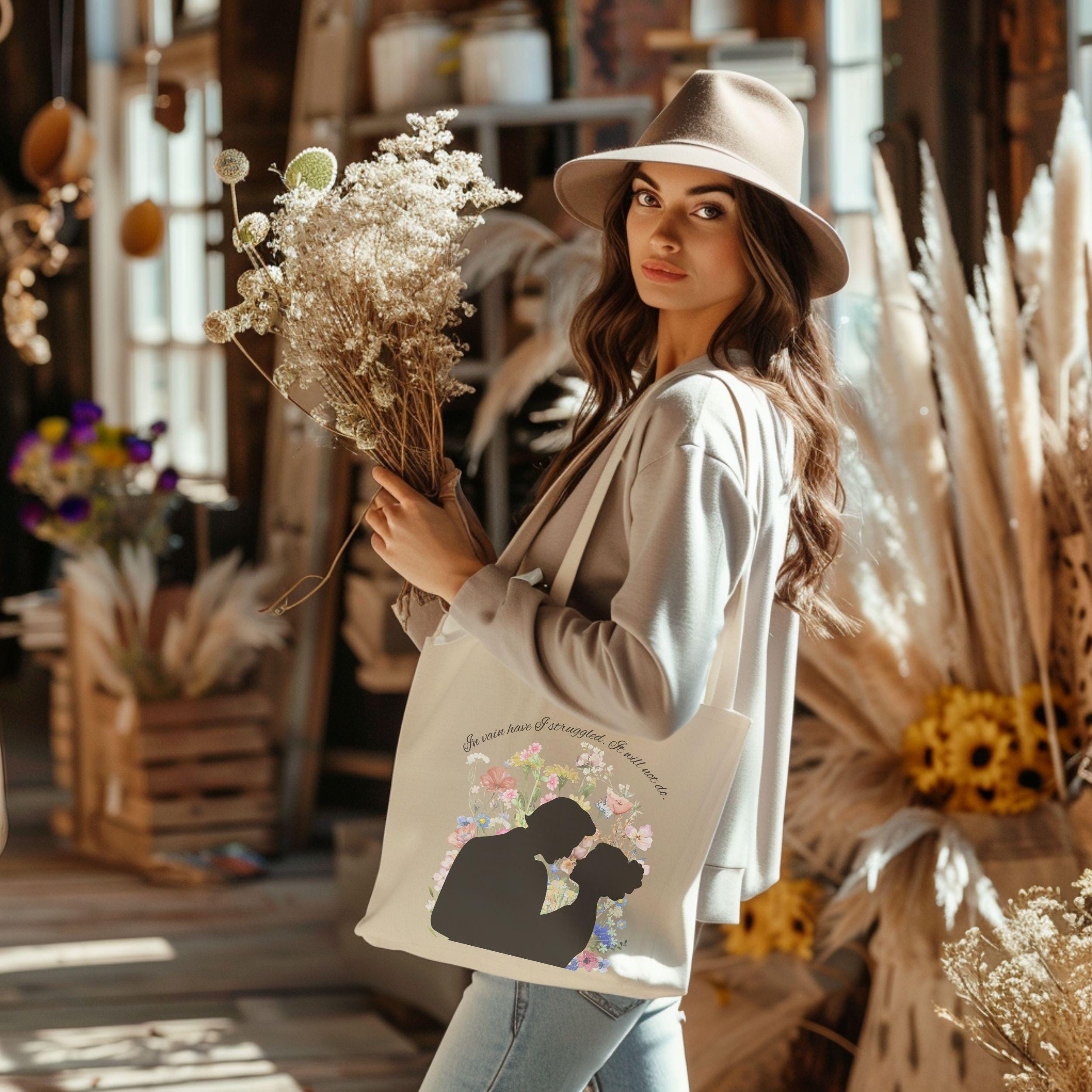 Pride and Prejudice Tote Bag With Wildflower for Jane Austen Gift Tote ...