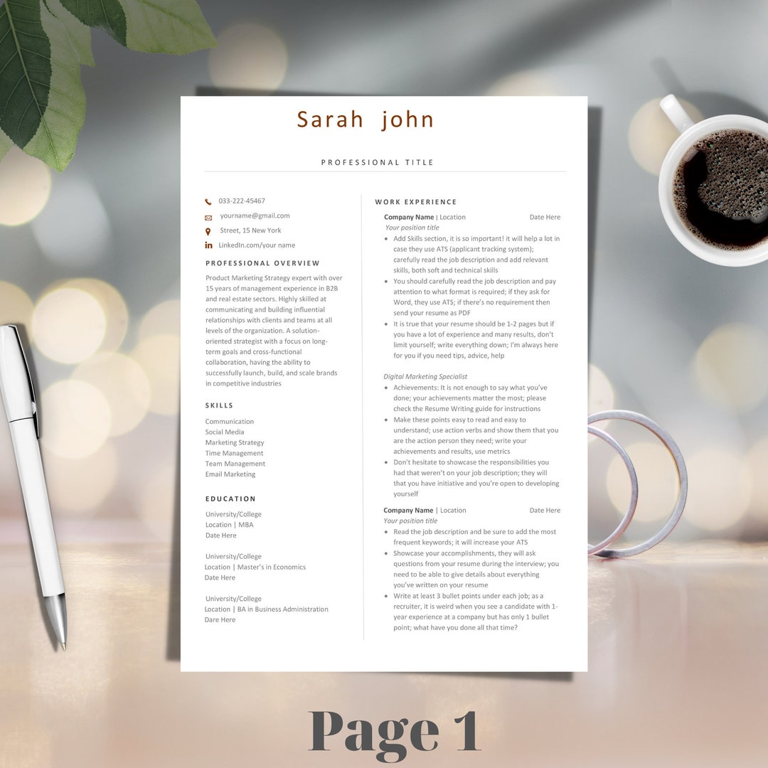 Executive Resume Template Word & Pages, CV Google Docs | CV Template ...