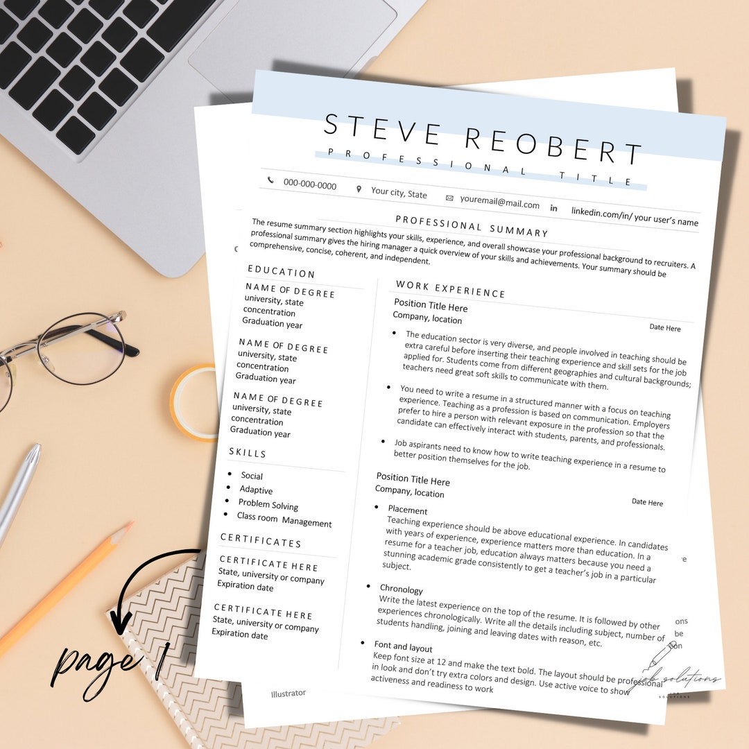 Teacher Resume Template Word, Pages, Google Docs | Teaching Resume ...