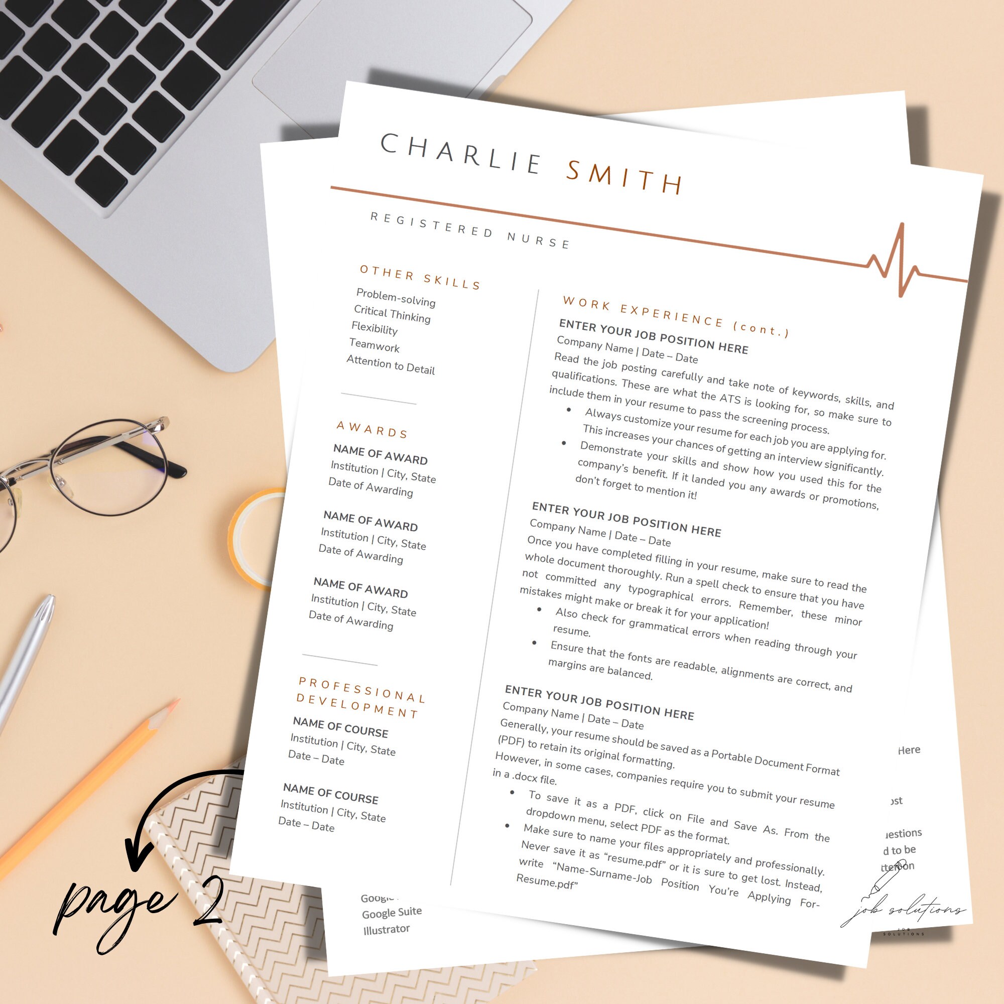Nurse Resume Template Word Resume Google Docs Apple Pages - Etsy