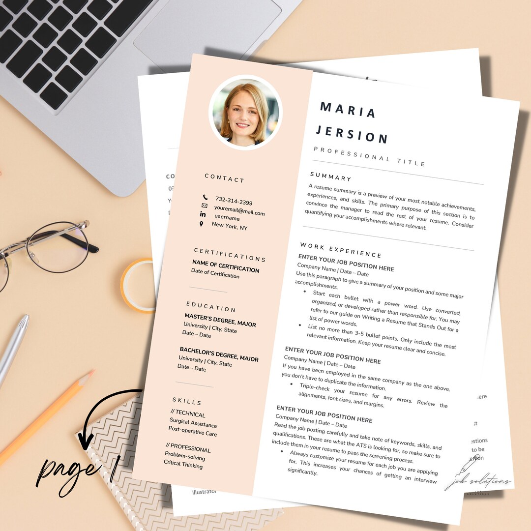 Professional Simple Resume Template for Google Docs, Word and Apple ...