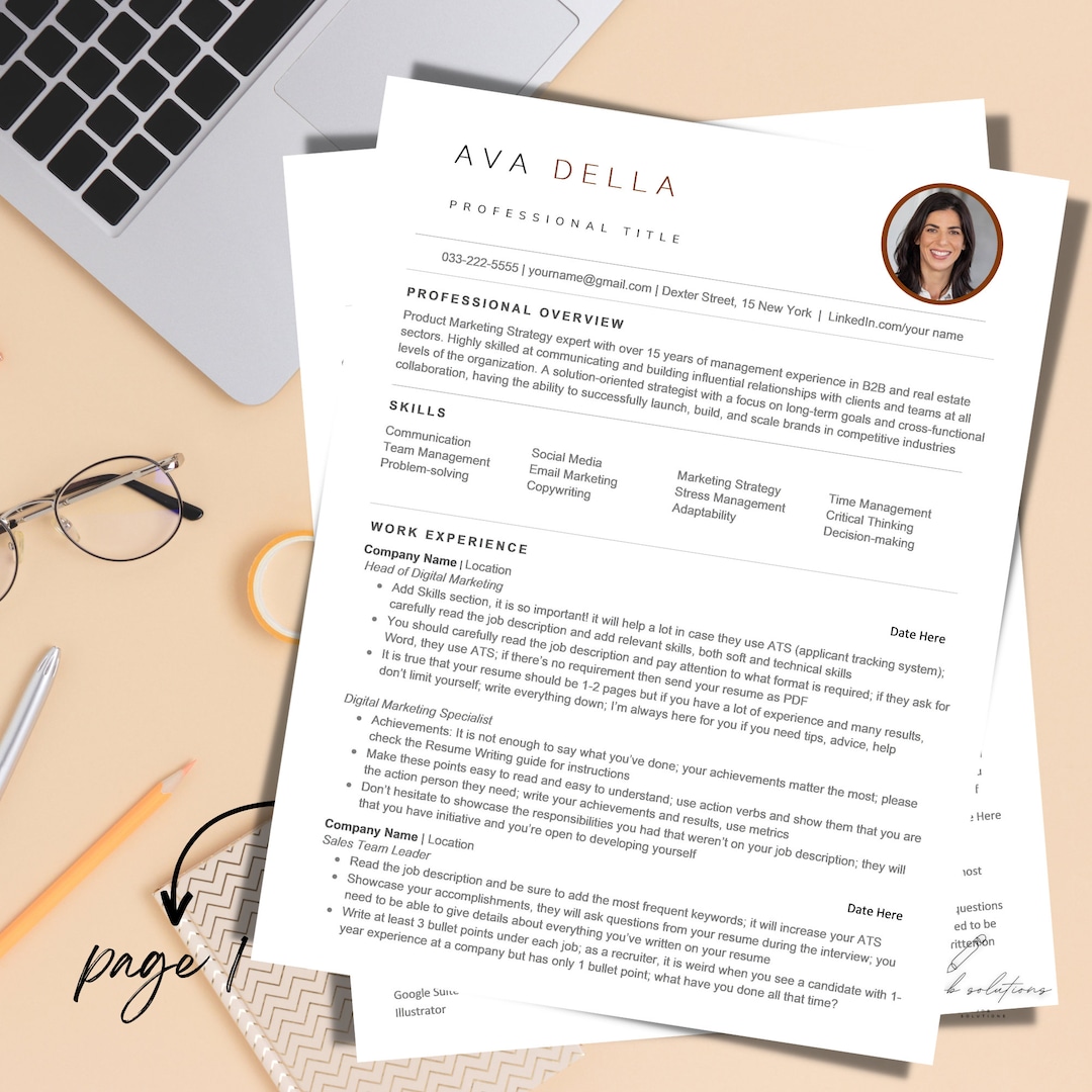 Professional Simple Resume Template for Google Docs, Word and Apple ...