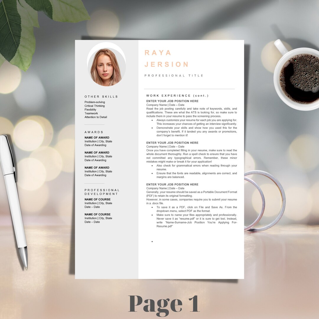 2 Page ATS Resume Template With Cover Letter and References ATS ...