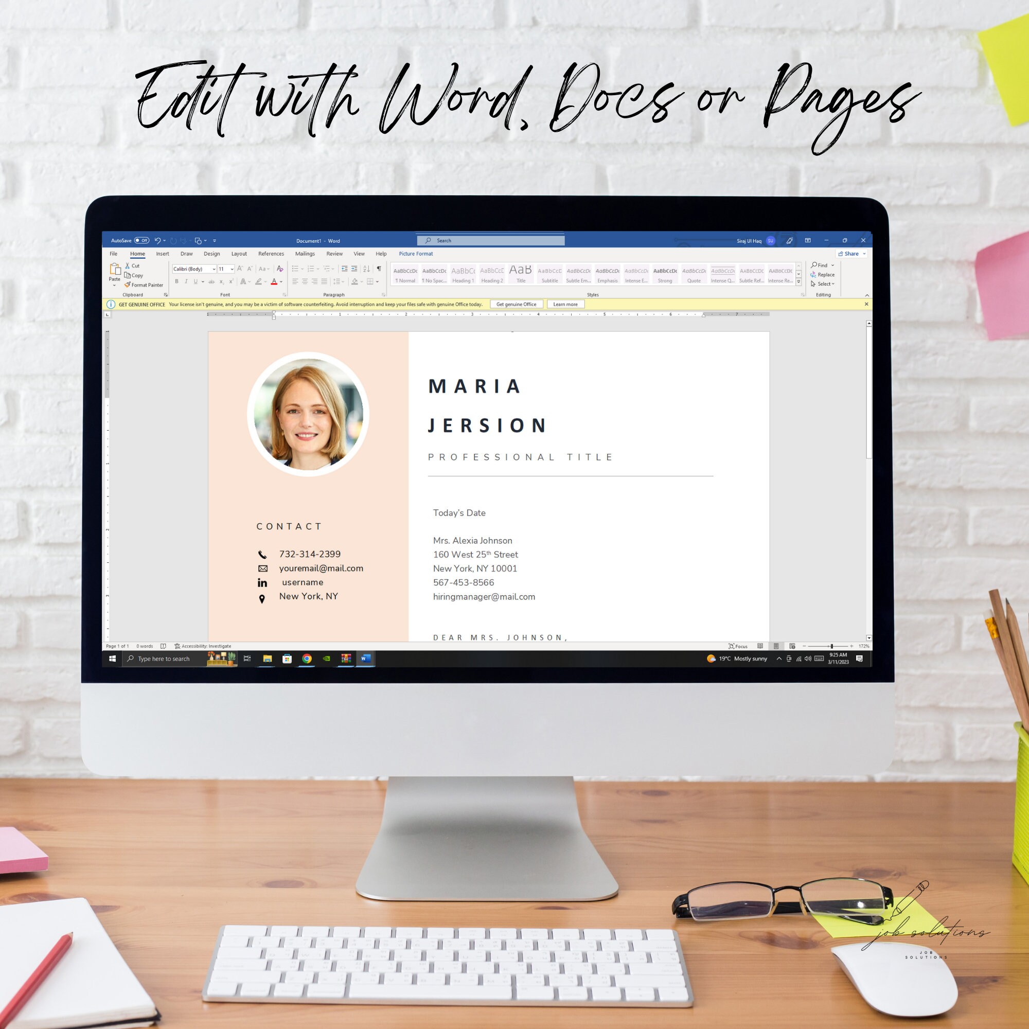 Professional Simple Resume Template for Google Docs Word and - Etsy