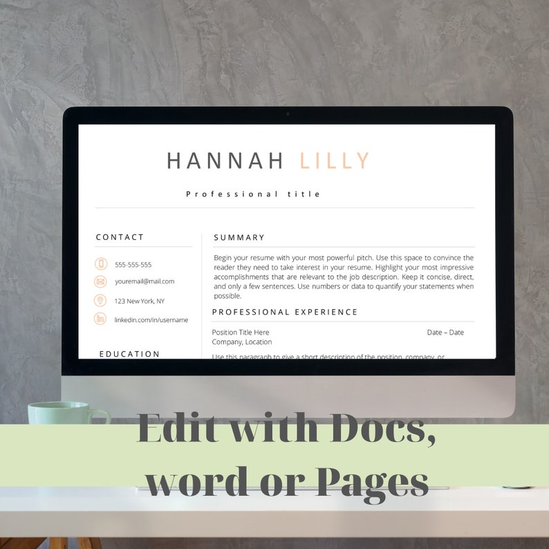 ATS Resume Template, ATS Friendly Resume Template, Google Docs, Word, 1 ...