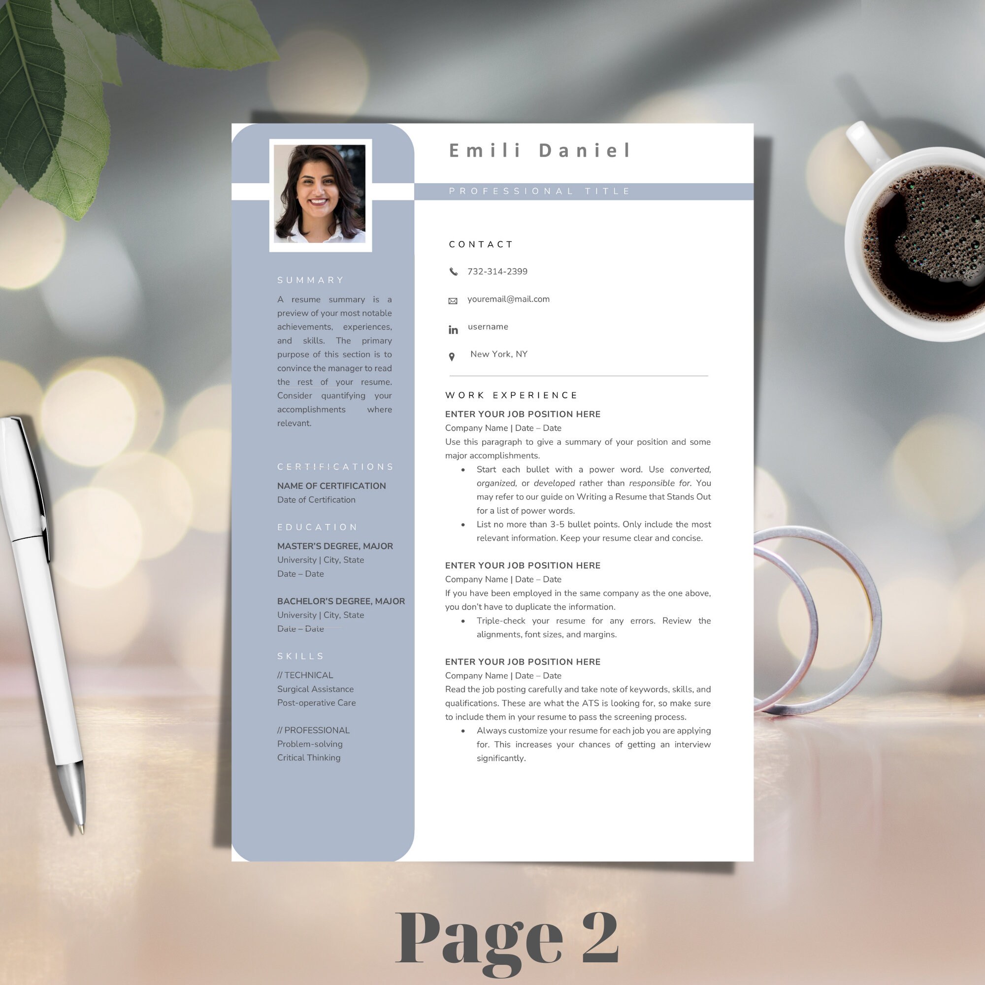 Professional Executive Resume Template for Word and Apple Pagescrafted ...