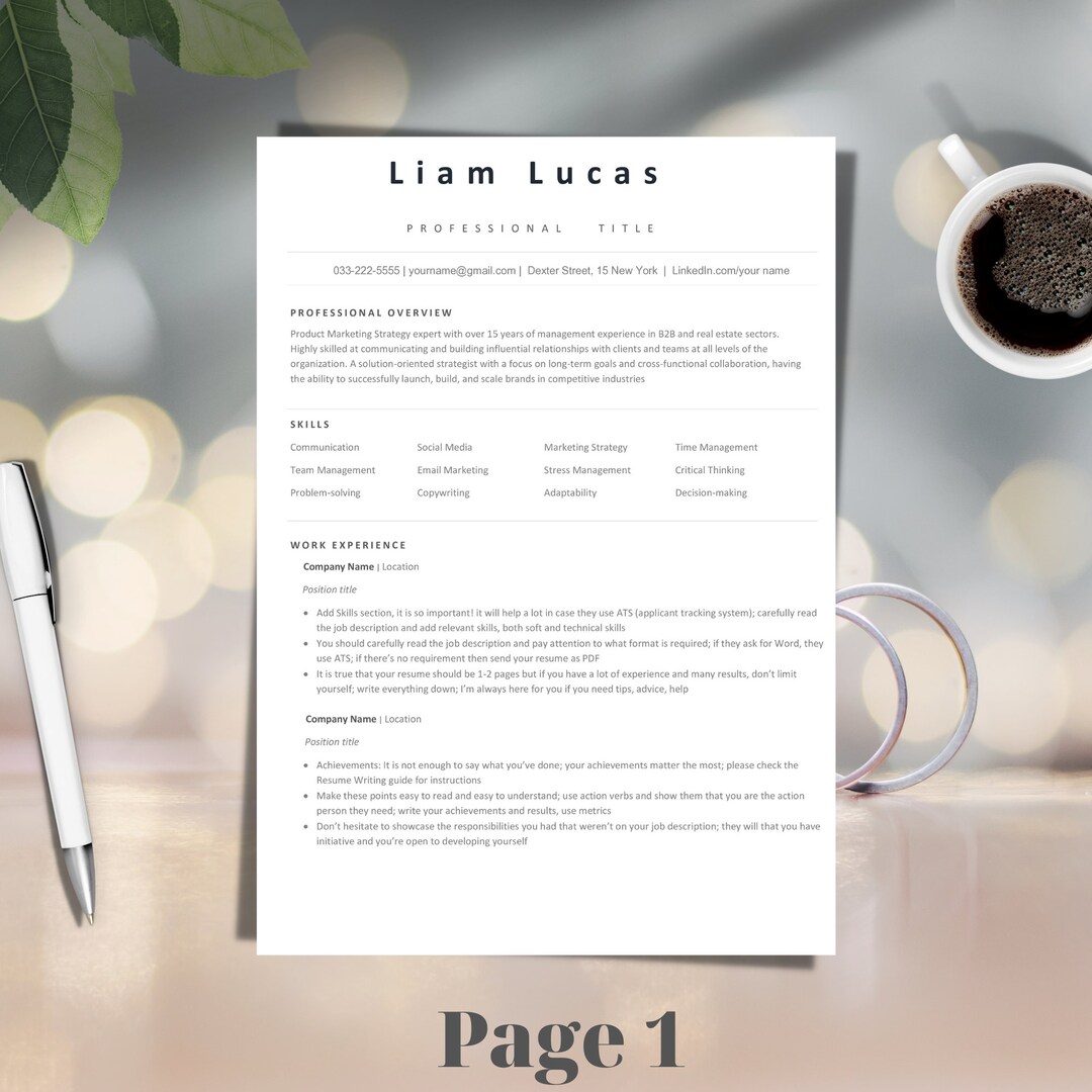 Executive Resume Template Word & Pages, CV Google Docs | CV Template ...