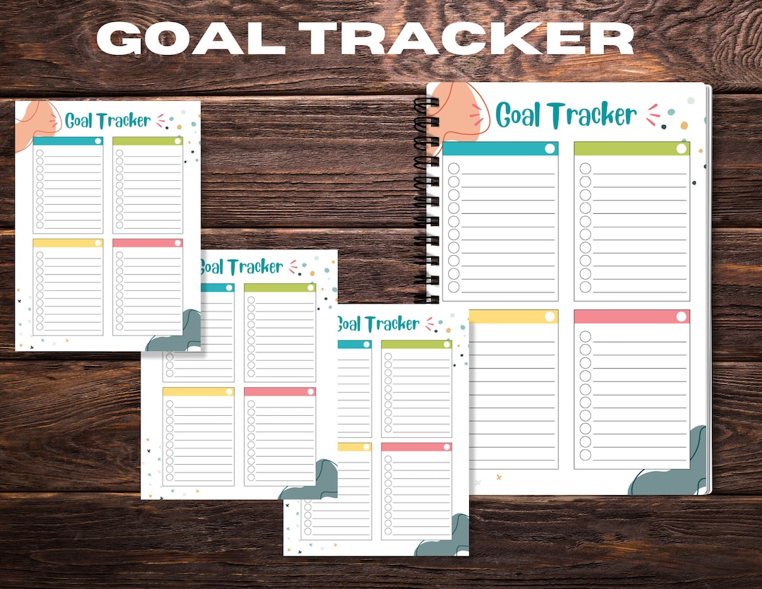 Colorful Goal Tracker Planner Insert | Goal Setting Tracker ...