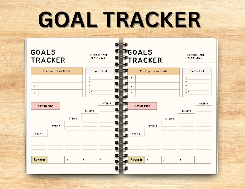 Colorful Goal Tracker Planner Insert Goal Setting Tracker Productivity ...