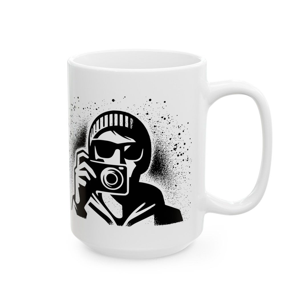Funny Ceramic Mug - Creepy Stalker Taking Photos Design - Available in ...