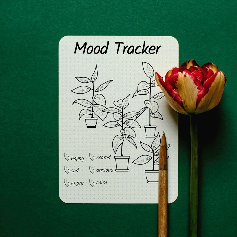 Mood Tracker Printable A5 Bullet Journal Pages Sheet Plant - Etsy