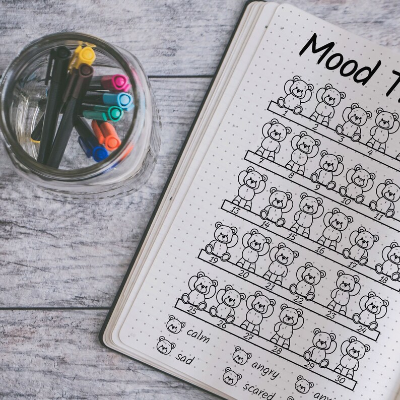 Mood Tracker Bundle Printable A5 Bullet Journal Sheet Journal Page ...