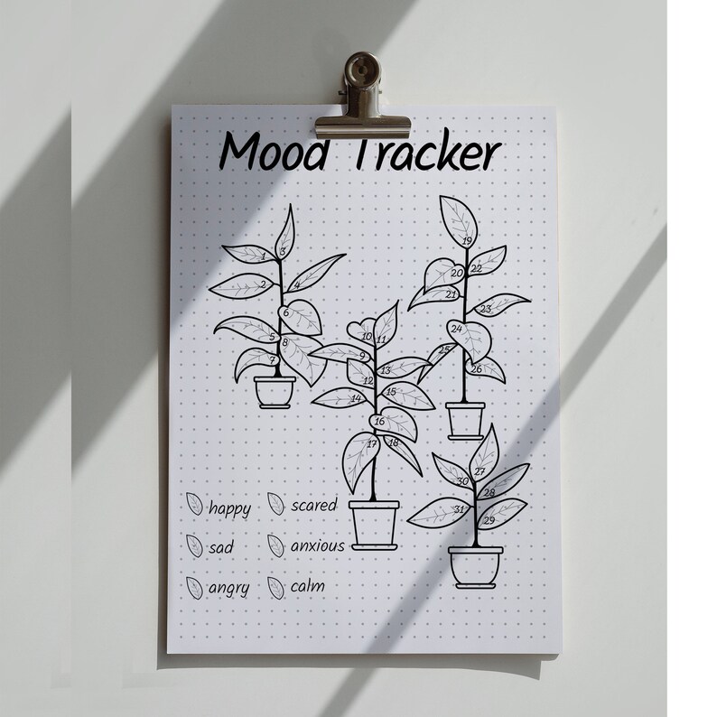 Mood Tracker Printable A5 Bullet Journal Pages Sheet Plant - Etsy