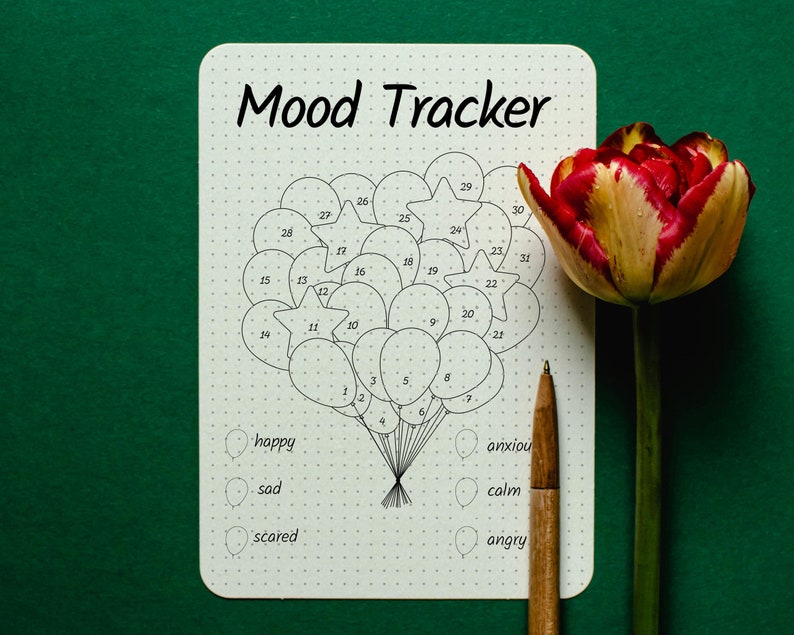 Mood Tracker Printable A5 Bullet Journal Pages Sheet Aesthetics ...
