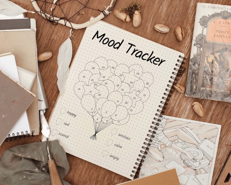 Mood Tracker Printable A5 Bullet Journal Pages Sheet Aesthetics ...