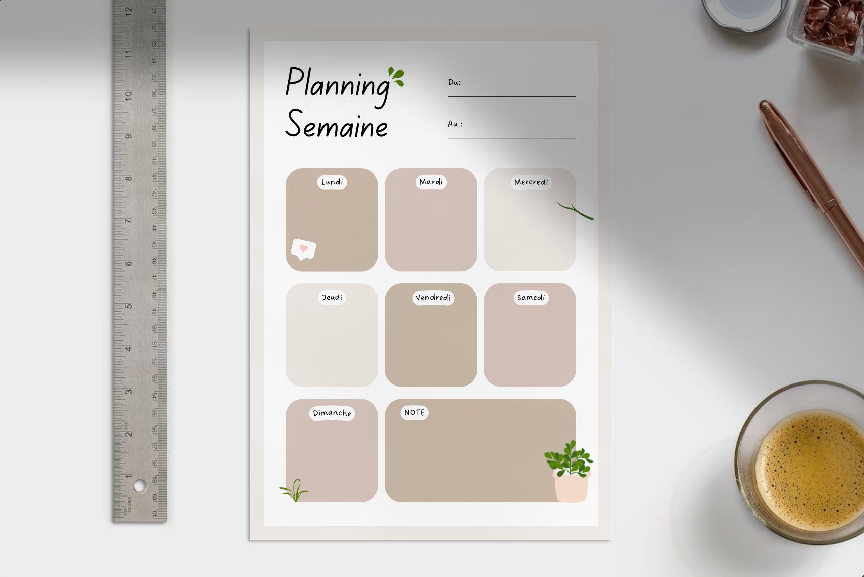 Cute Weekly Planning in French - Days of the Week - Aesthetic Printable ...