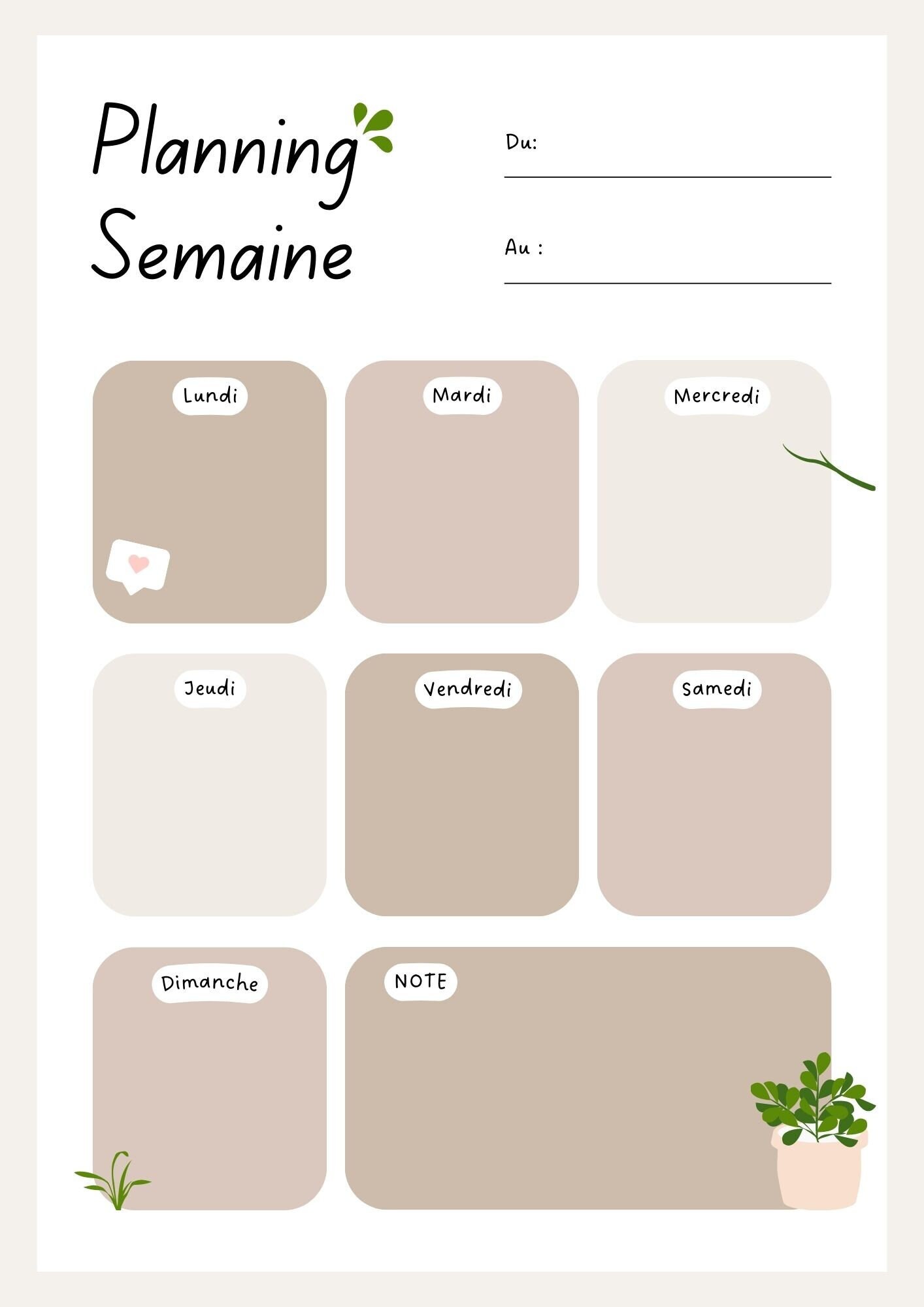 Cute Weekly Planning in French - Days of the Week - Aesthetic Printable ...