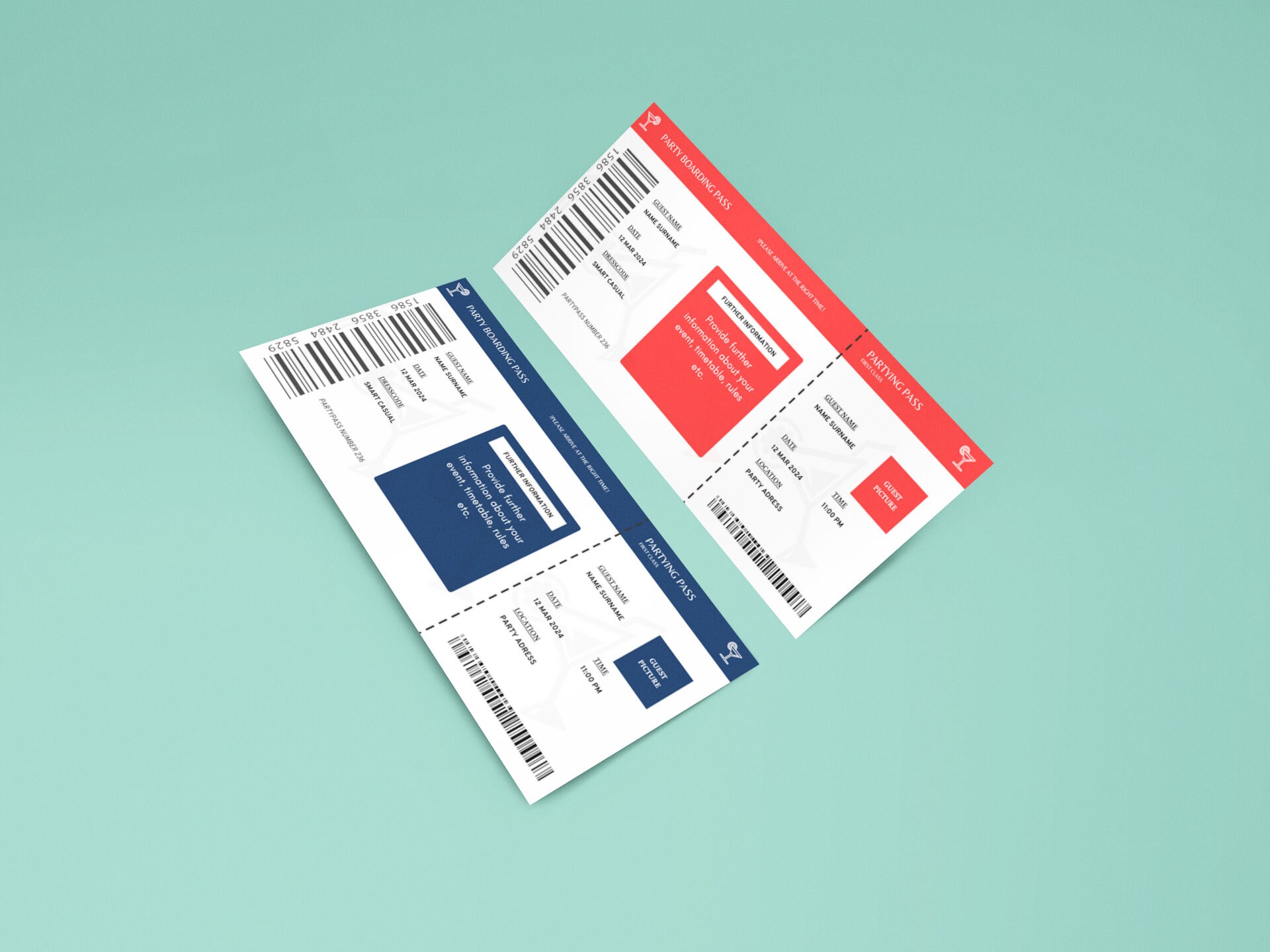 Editable Passport partyport and Boarding Pass Theme Party Invitation Canva Template Instant ...