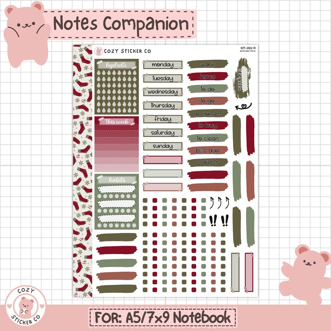 KIT-002 EC Notes Companion 7x9/a5 deck the Halls Erin Condren Weekly ...