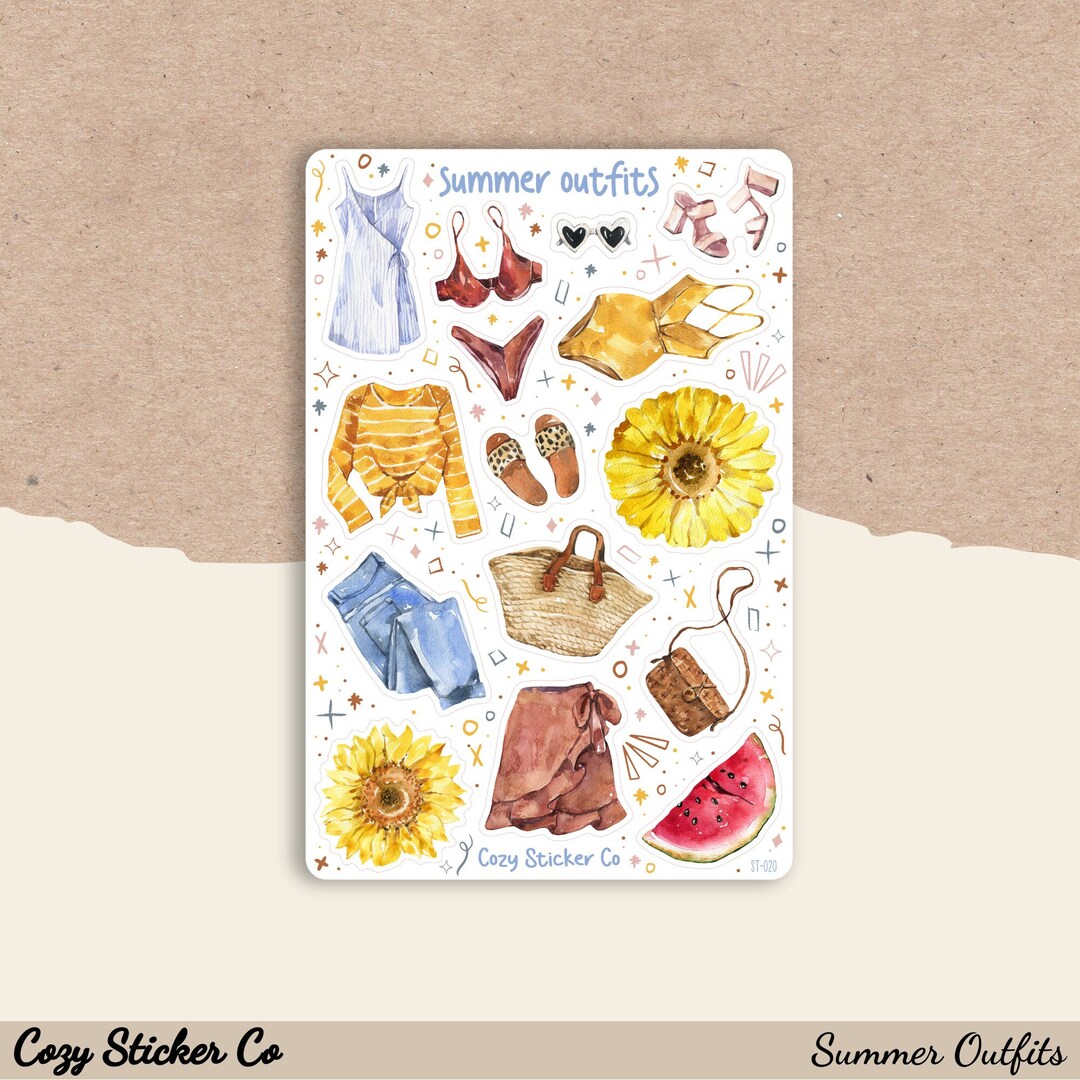 Summer Outfits Sticker Sheet 1 Journal Stickers Planner Stickers ...