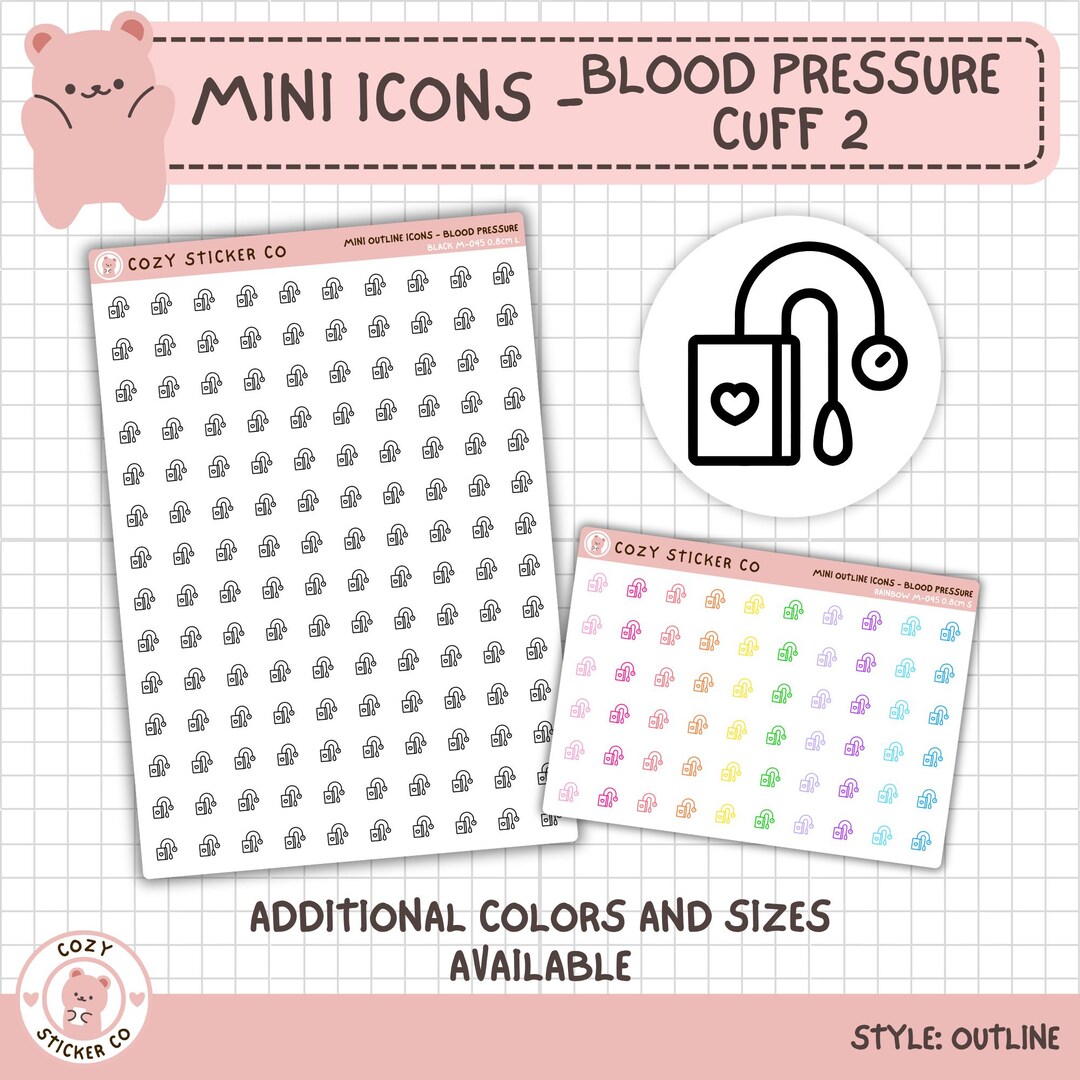 MINI Outline Icon Stickers - BLOOD PRESSURE | Color Options | Matte ...
