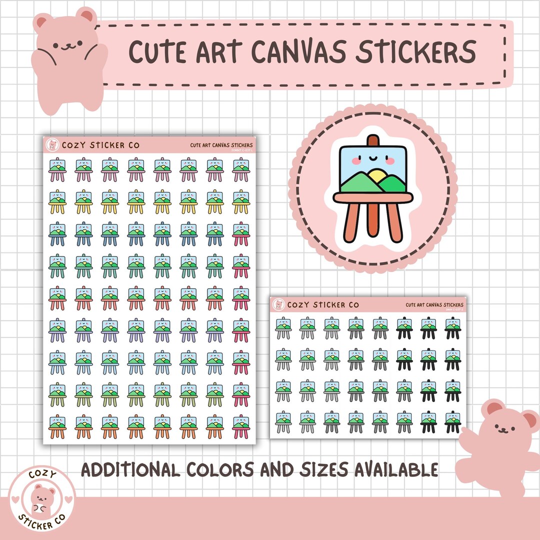 Art Canvas Icon Stickers, Painting Planner Stickers, Over 50 Colors ...