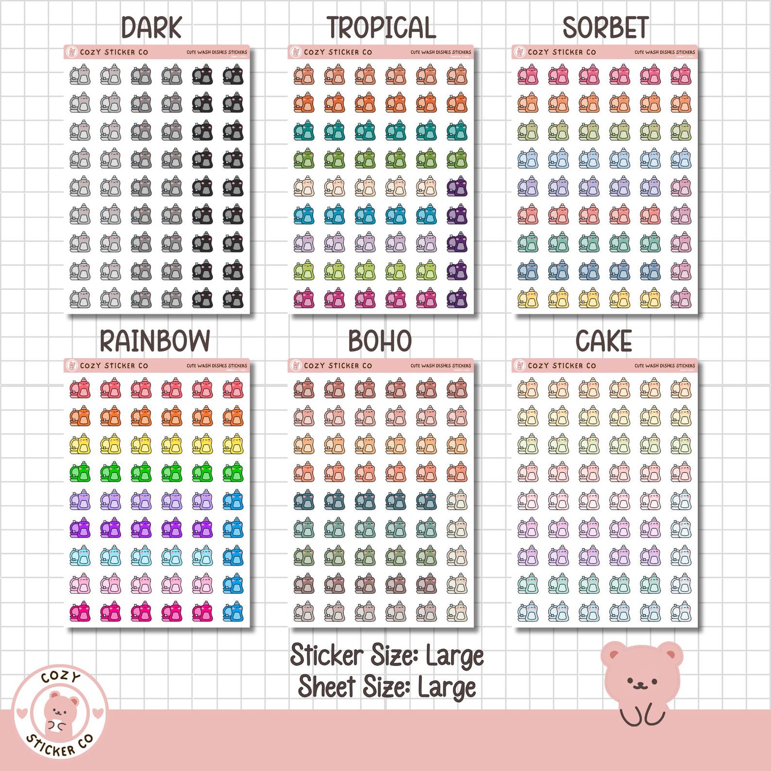 Wash Dishes Icon Stickers, House Cleaning Planner Stickers, Over 50 ...