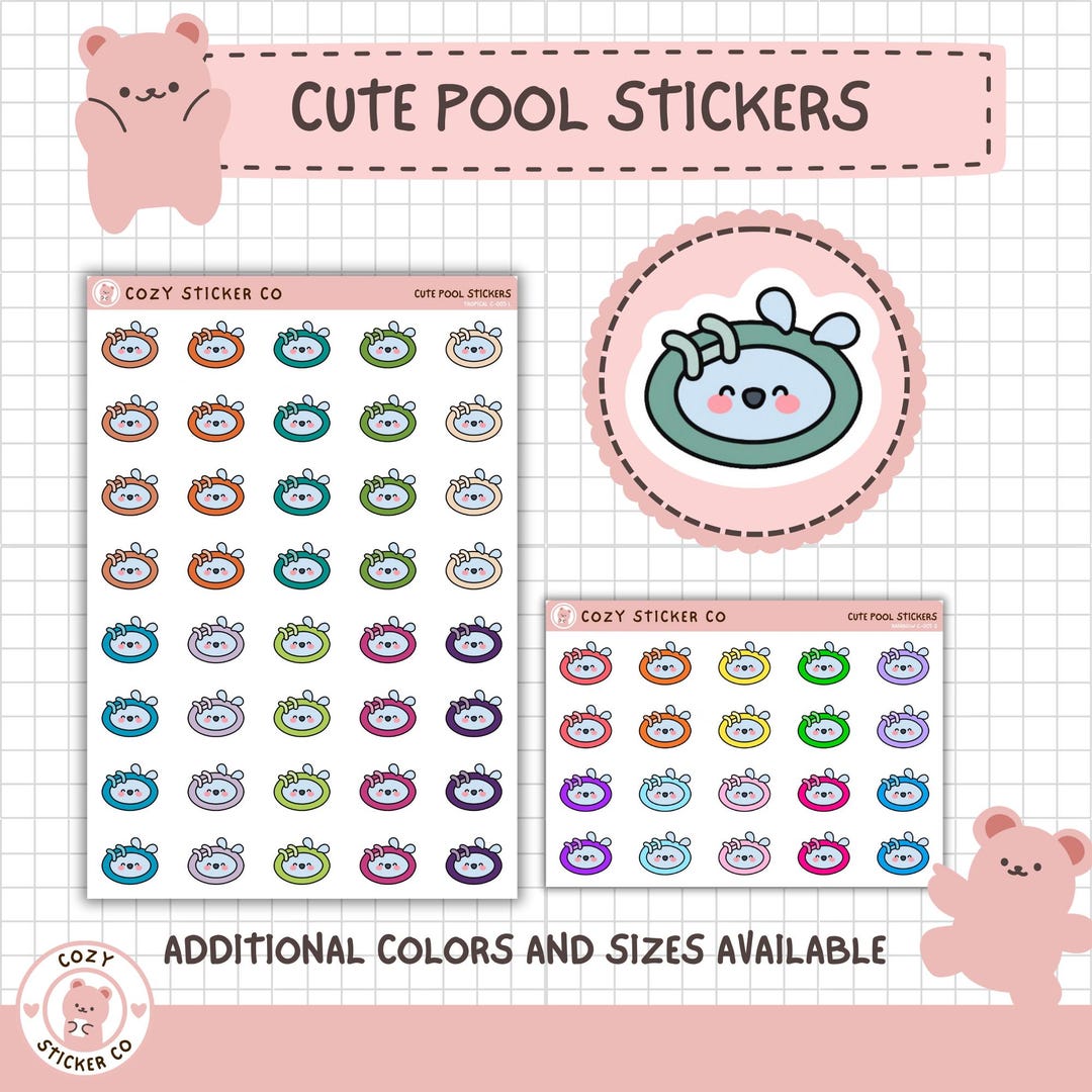 Swimming Pool Icon Stickers, Swim Team Planner Sticker, Over 50 Colors ...
