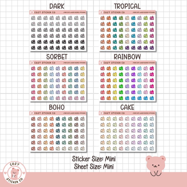 Wash Dishes Icon Stickers, House Cleaning Planner Stickers, Over 50 ...