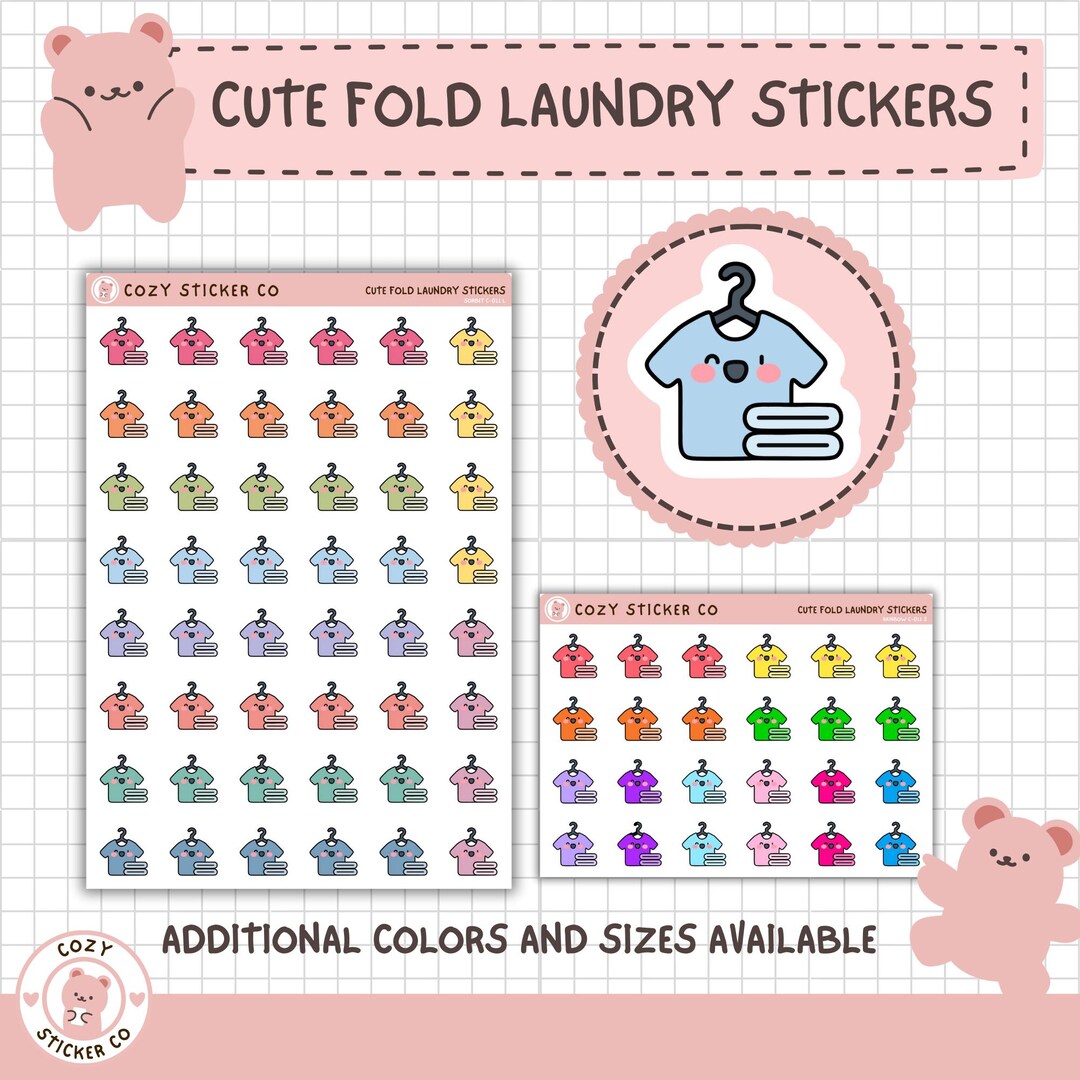 Fold Laundry Icon Stickers, Folding Clothes Planner Stickers, Over 50 ...