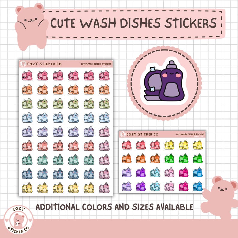 Wash Dishes Icon Stickers, House Cleaning Planner Stickers, Over 50 ...