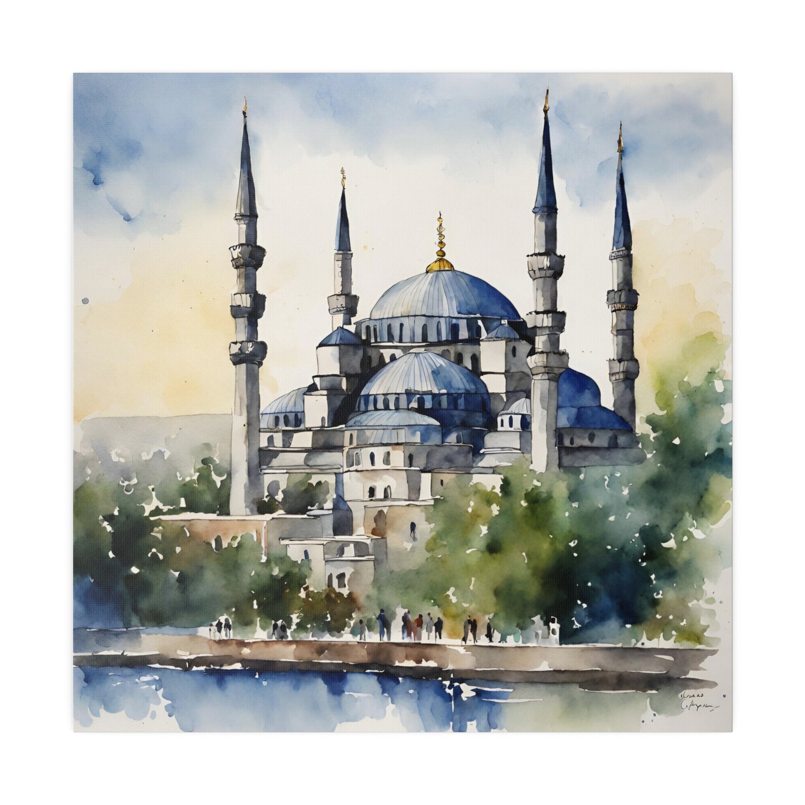 Blue Mosque Painting, Istanbul Wall Art, Ottoman Empire Art, Islamic ...