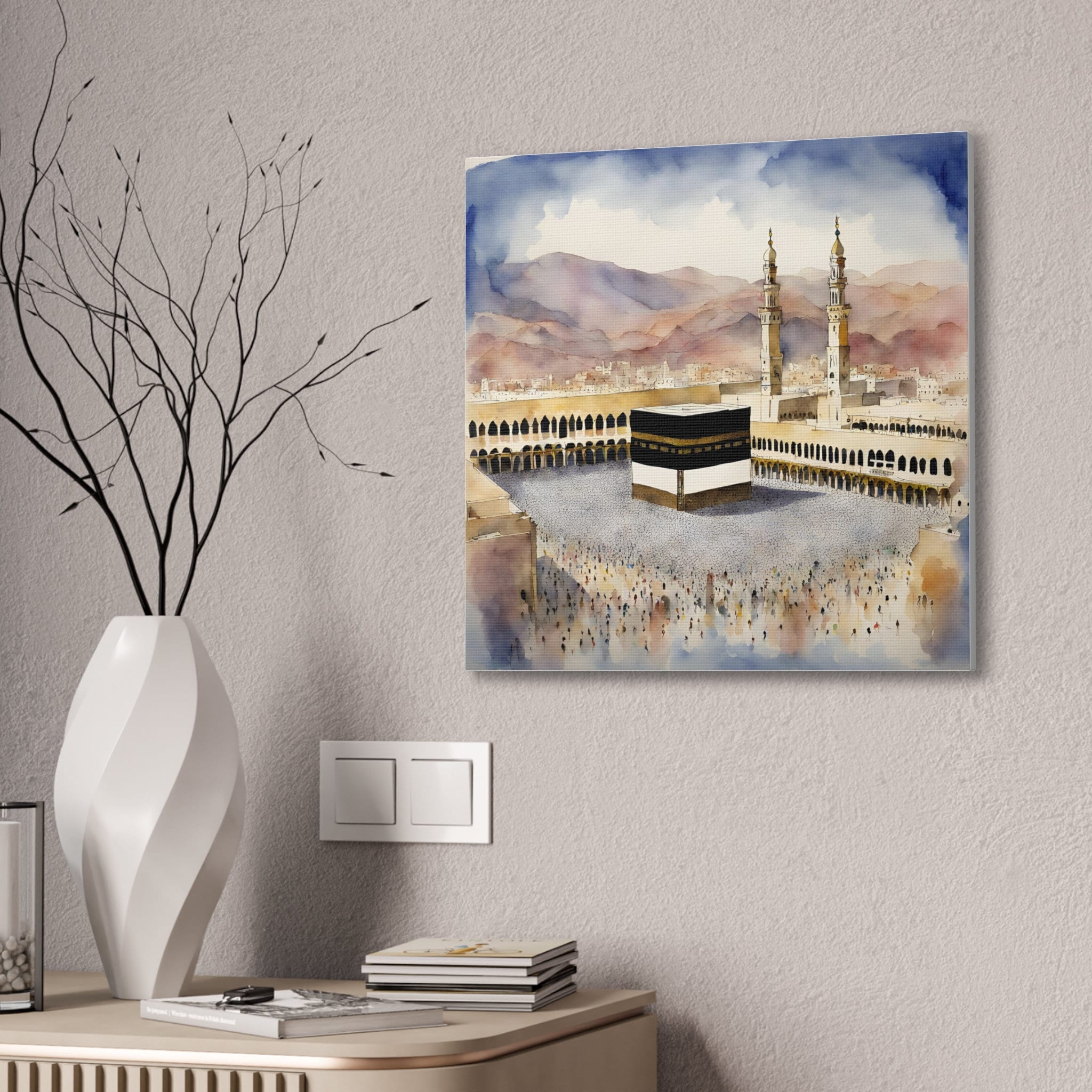 Kaaba Watercolour Painting, Islamic Wall Art, Islamic Landmarks, 4 ...