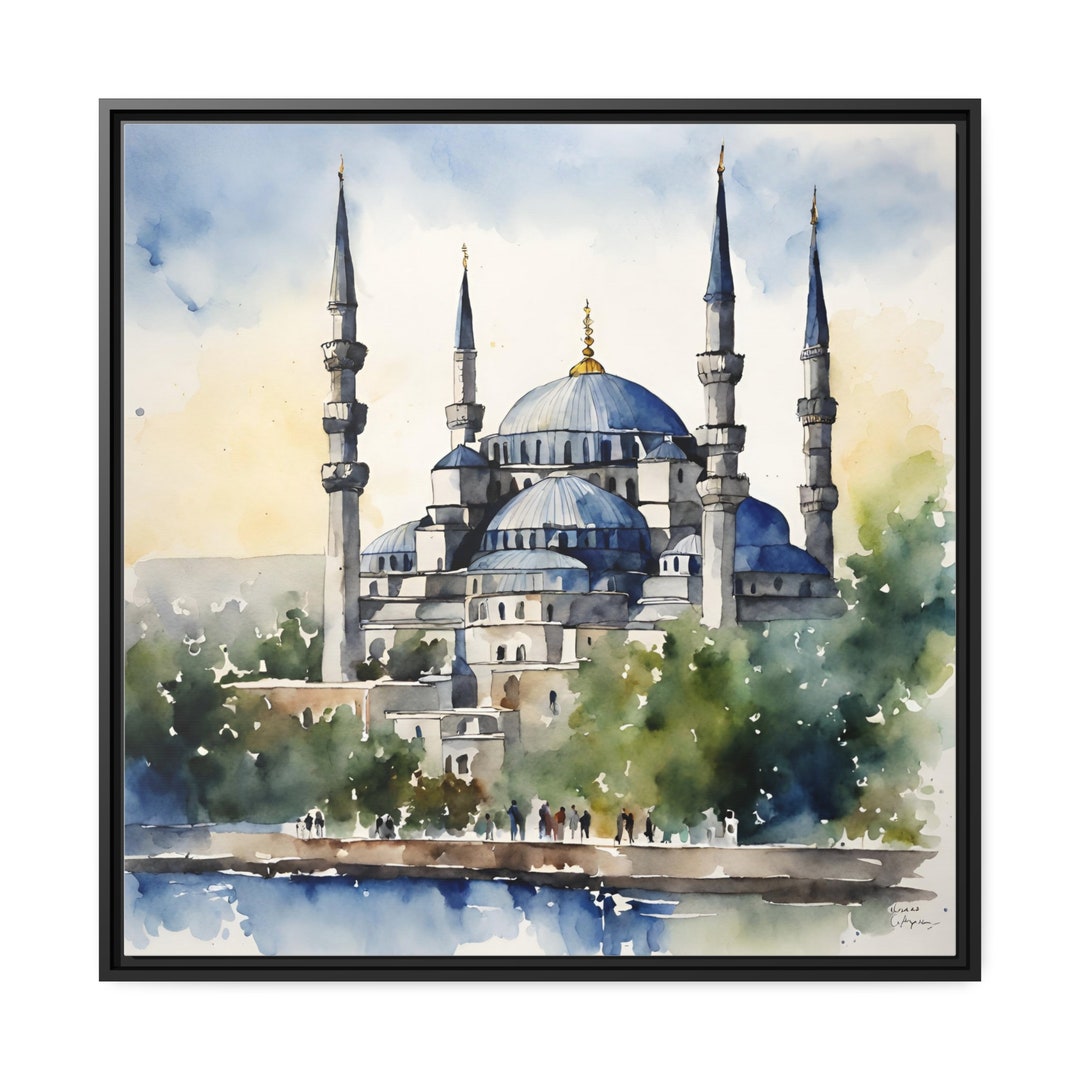 Blue Mosque Istanbul Watercolor Painting, Ottoman Islamic Art (digital ...