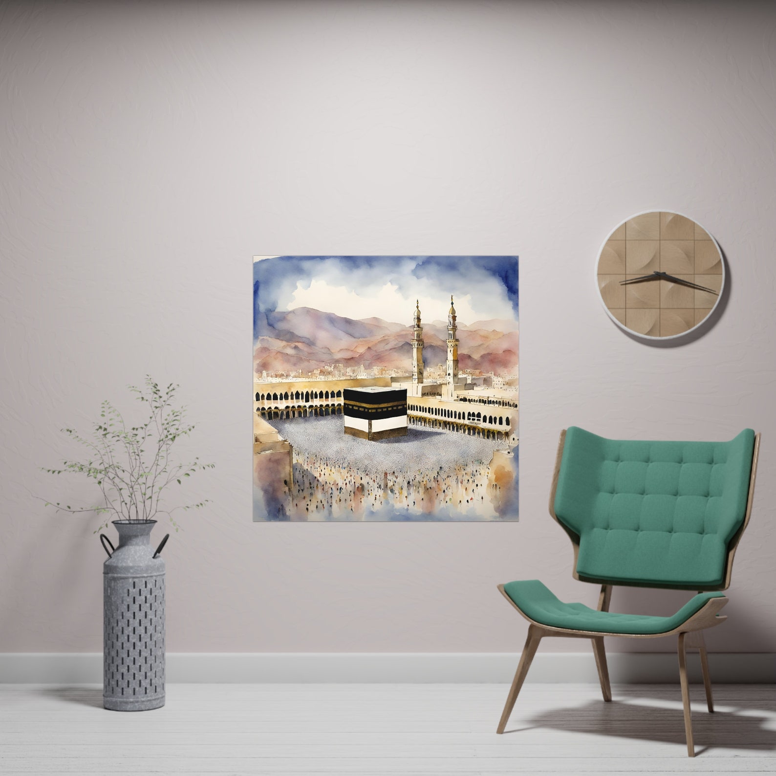 Kaaba Watercolor Painting, Islamic Wall Art, Mekka Holy Place (digital ...