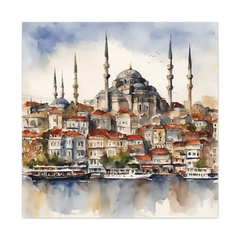 Istanbul Painting, Turkish Art, Watercolour Print, Istanbul Blue Mosque ...
