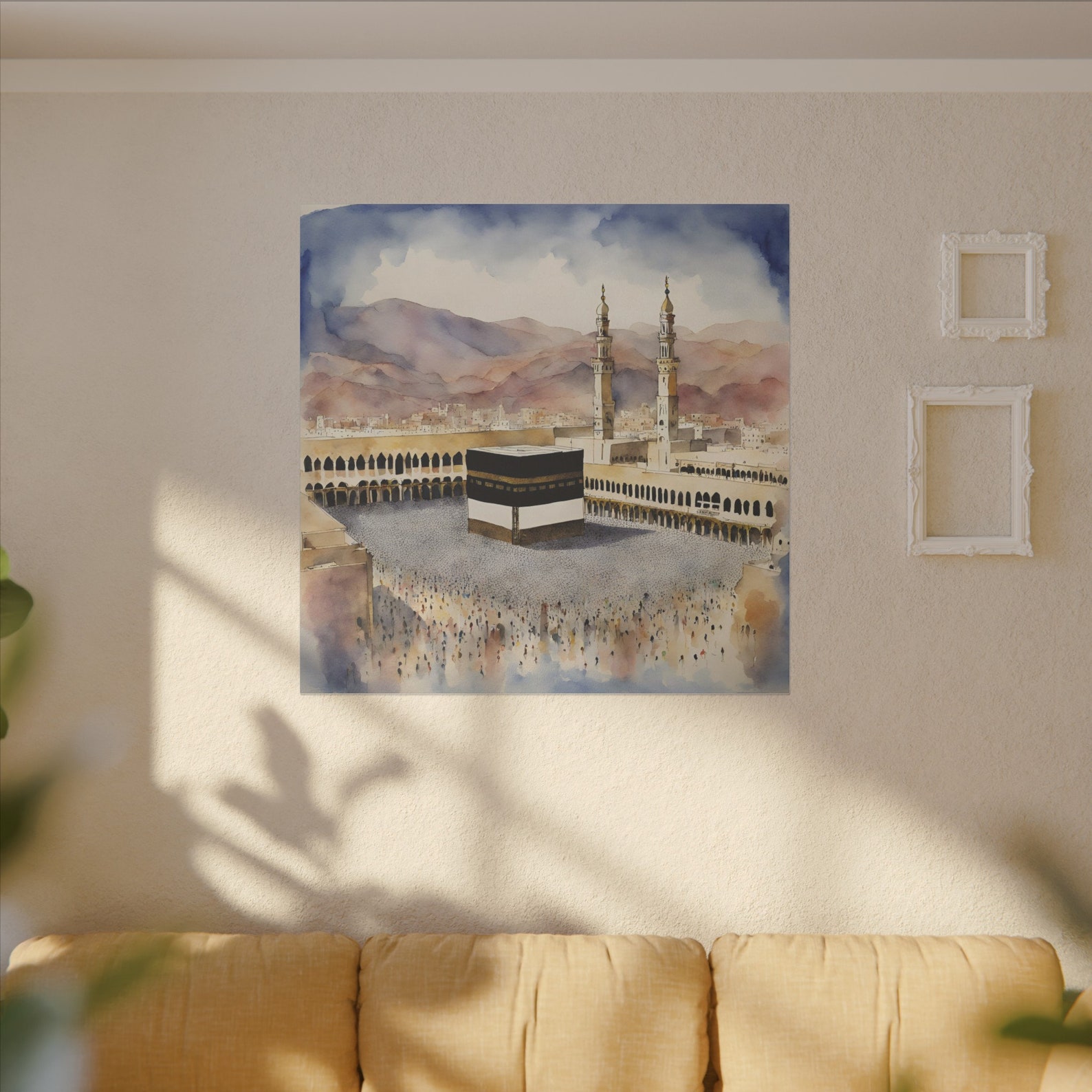 Kaaba Watercolor Painting, Islamic Wall Art, Mekka Holy Place (digital ...