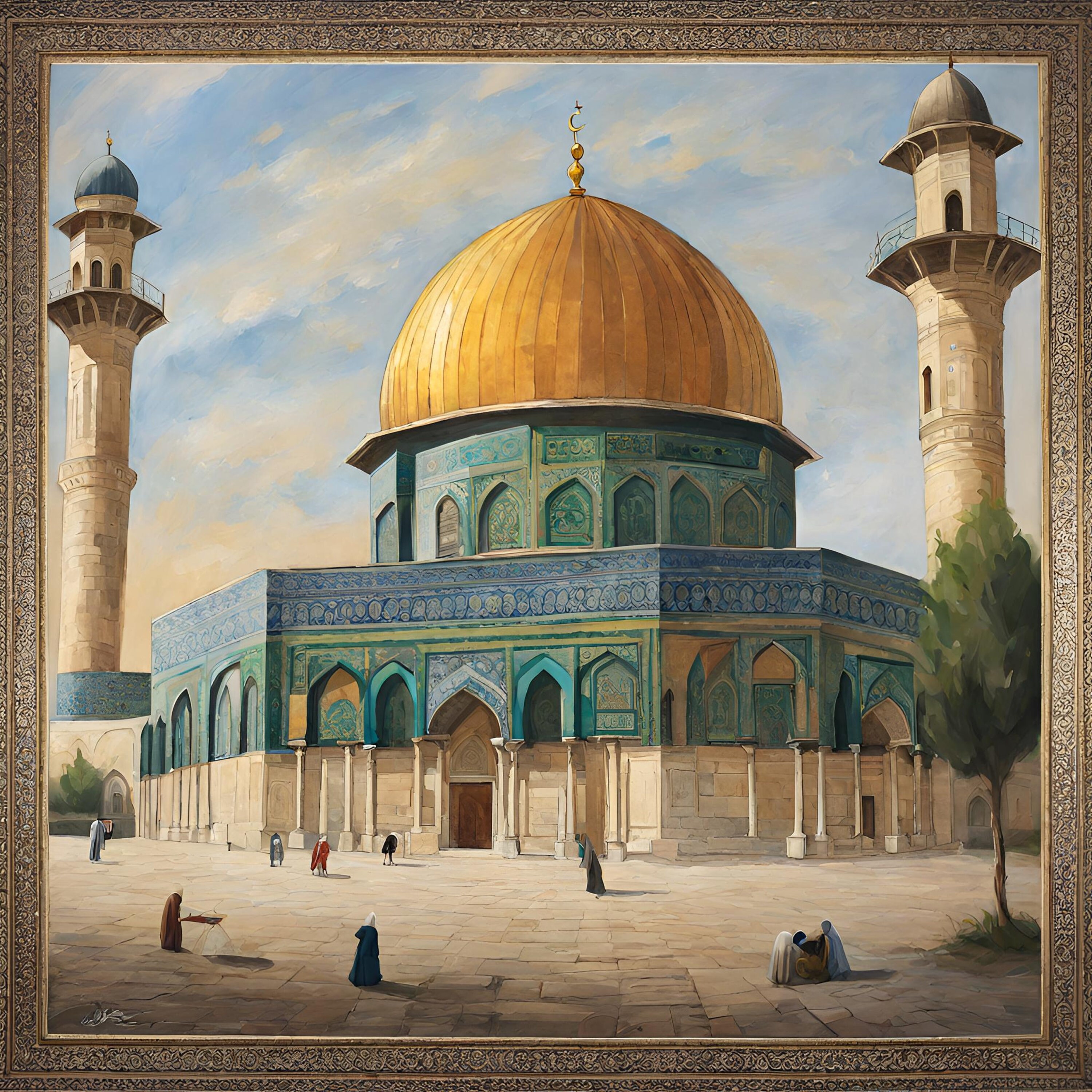 Dome of the Rock Painting, Palestine Art, Mosque Canvas, Islamic ...