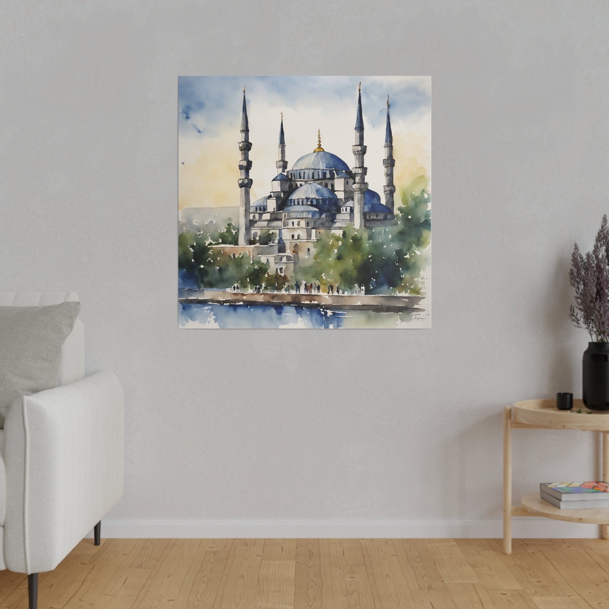 Blue Mosque Istanbul Watercolor Painting, Ottoman Islamic Art (digital ...