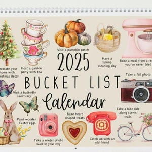 2025 Bucket List Calendar, 2025 Wall Calendar, 2025 Art Calendar ...