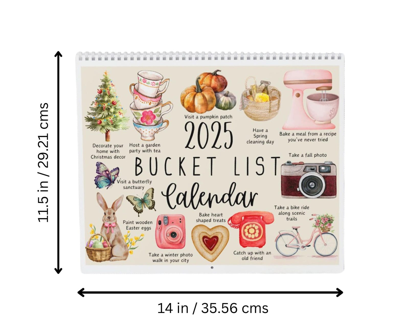 2025 Bucket List Calendar, 2025 Wall Calendar, 2025 Art Calendar ...