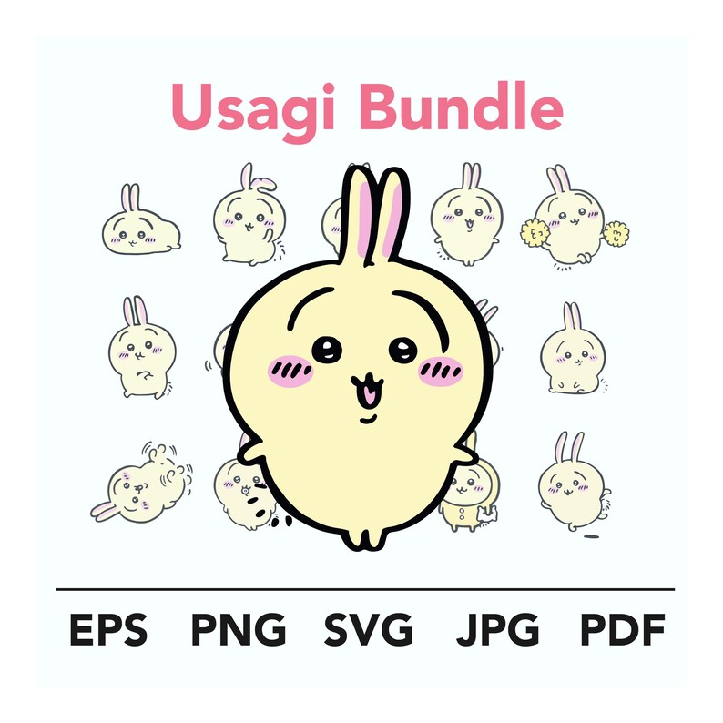 Usagi HD SVG Bundle, Cute Cartoon Svg Jpg Png Eps Pdf, Digital Sticker ...
