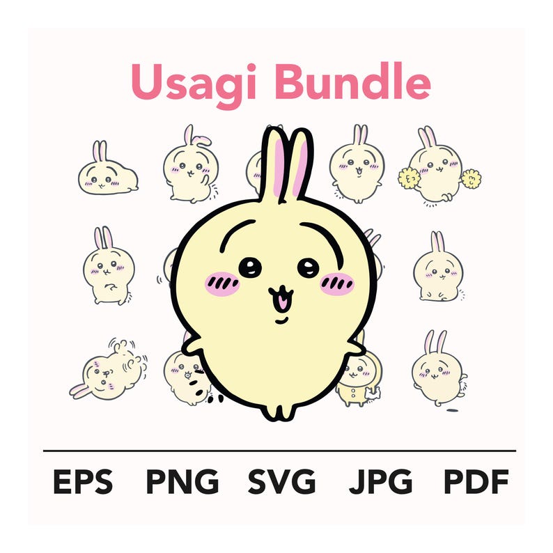 Chiikawa Usagi SVG Bundle | Kawaii Anime Cat Digital Stickers for ...