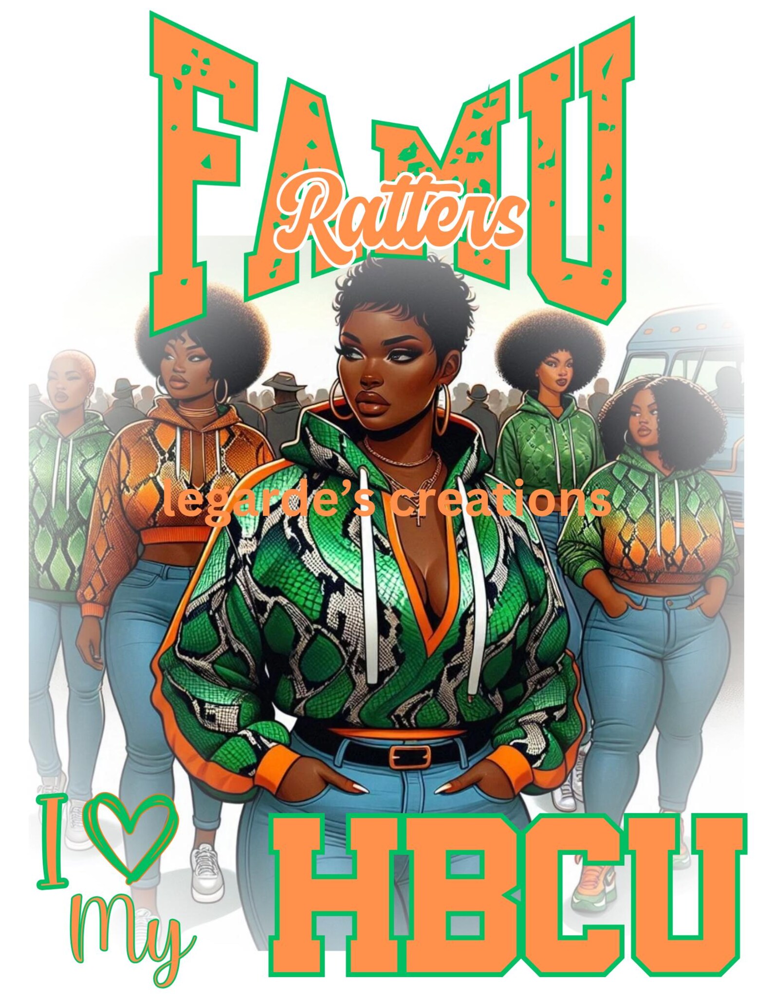 FAMU I Love My HBCU, Afro American Women, Football, SWAC Png, Dtf ...