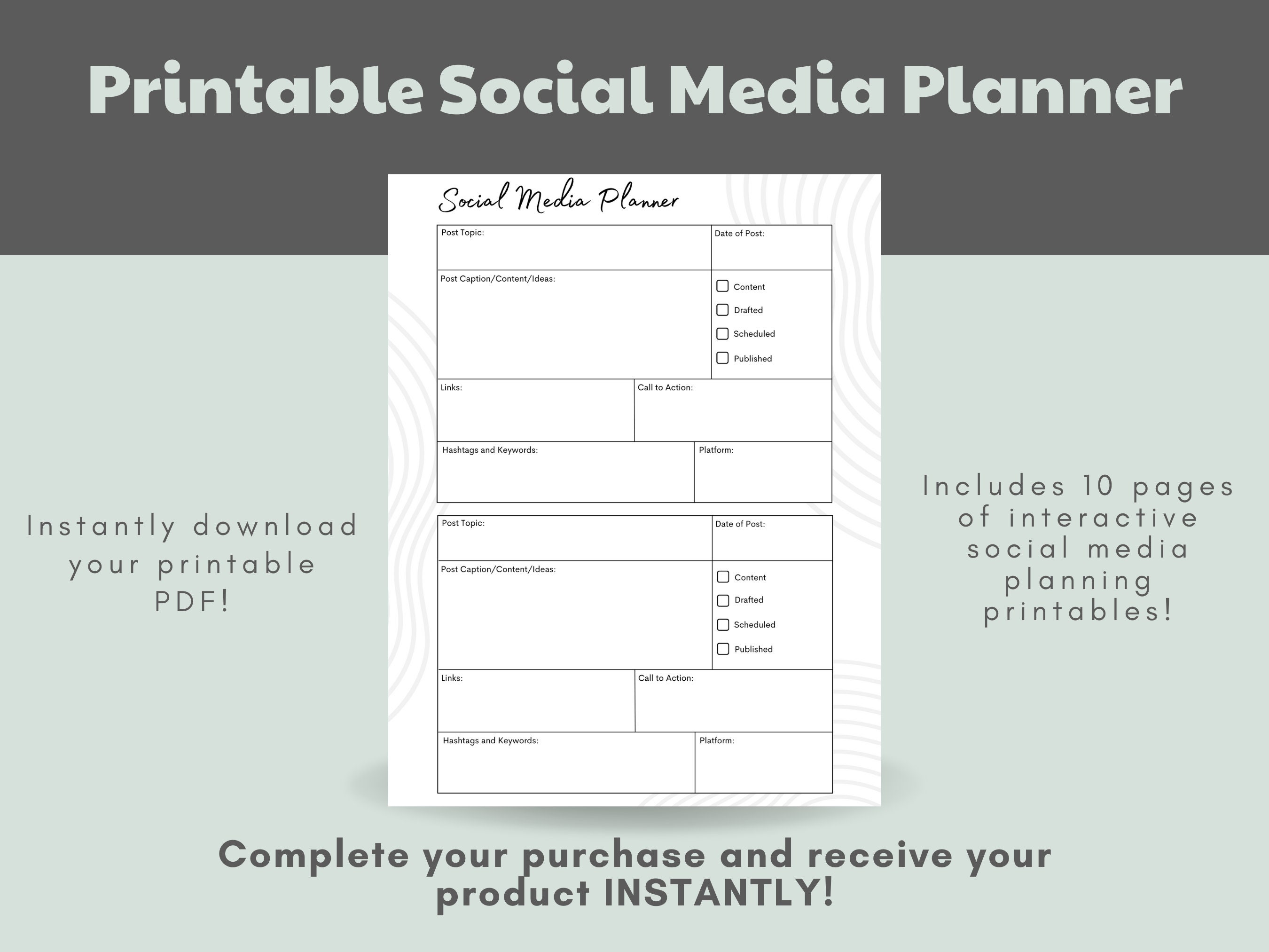 Social Media Planner Printable Bundle | Instagram Planner | Social ...